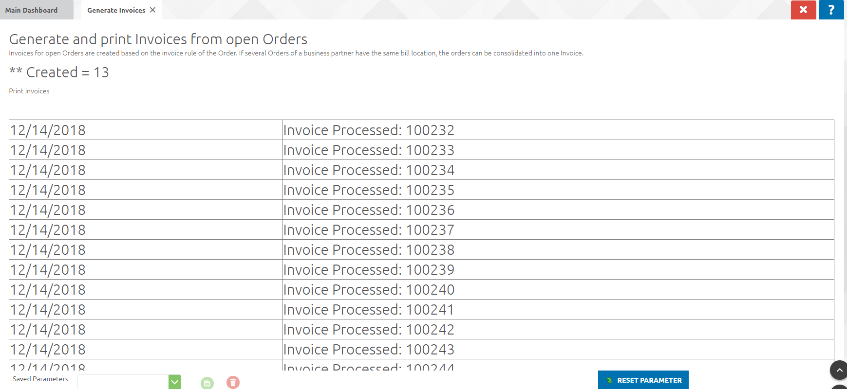 Generate Invoices from Sales Orders